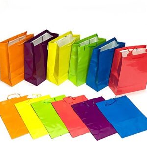 adorox 12 assorted (13″ h x 10″ w x 4 1/2″ d) bright neon colored party present paper gift bags christmasd holidays thanksgiving easter halloween mothers day all occasion