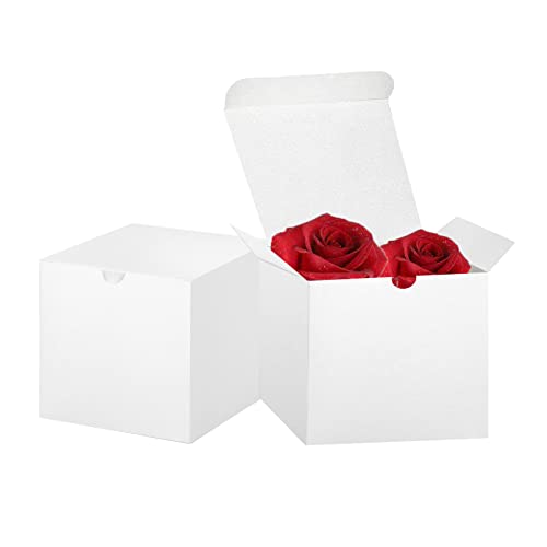 Bonfasvo Gift Boxes 30 Pack 4x4x4 inches White Fold Kraft Paper Boxes Bridesmaids Proposal Box Cupcake Boxes Easy Assemble Boxes with Lids for Wedding Birthday Party Christmas