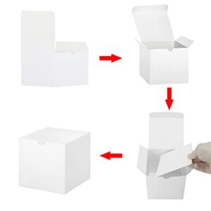 Bonfasvo Gift Boxes 30 Pack 4x4x4 inches White Fold Kraft Paper Boxes Bridesmaids Proposal Box Cupcake Boxes Easy Assemble Boxes with Lids for Wedding Birthday Party Christmas