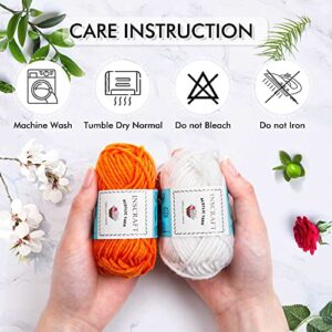 Inscraft 62 Acrylic Yarn Skeins, 2170 Yards Yarn for Knitting and Crochet, Includes 2 Crochet Hooks,2 Weaving Needles,10 Stitch Markers, Perfect Crochet Beginner Kit for for Adults Kids