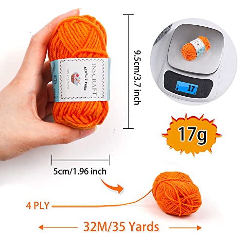 Inscraft 62 Acrylic Yarn Skeins, 2170 Yards Yarn for Knitting and Crochet, Includes 2 Crochet Hooks,2 Weaving Needles,10 Stitch Markers, Perfect Crochet Beginner Kit for for Adults Kids