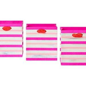 Papyrus 5" Small Gift Bags (Pink Stripes and Hearts) for Birthdays, Bridal Showers, Baby Showers and All Occasions (6 Bags)