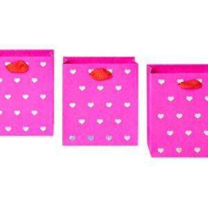 Papyrus 5" Small Gift Bags (Pink Stripes and Hearts) for Birthdays, Bridal Showers, Baby Showers and All Occasions (6 Bags)