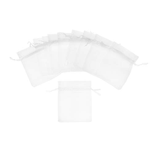 Volanic 50PCS 3X4 Inch Sheer Drawstring Organza Gift Bag Jewelry Pouch Party Wedding Favor Candy Bags Christmas White