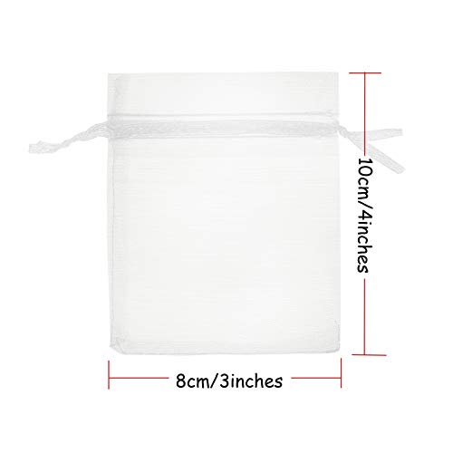 Volanic 50PCS 3X4 Inch Sheer Drawstring Organza Gift Bag Jewelry Pouch Party Wedding Favor Candy Bags Christmas White