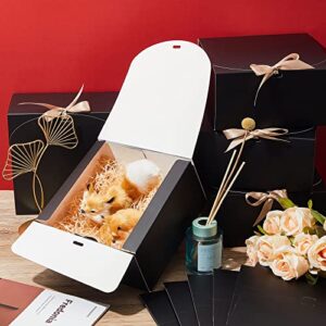 24 Pack Gift Boxes with Lids Bridesmaid Proposal Box 8 x 8 x 4 Inches, Elegant Gift Wrap Boxes Wedding Gift Boxes Kraft Paper Empty Boxes for Packaging Birthday Present Cupcake Crafting(Black)