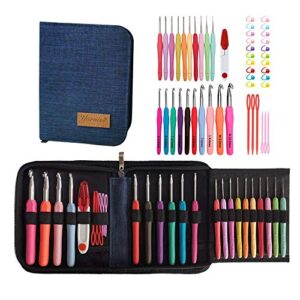 20 sizes crochet hooks complete set,0.5mm-10mm ergonomic crochet hooks with case for arthritic hands