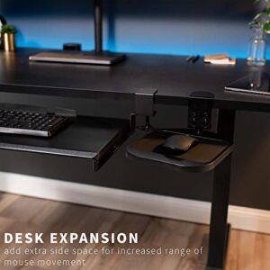 VIVO Wooden Clamp-on Adjustable Computer Mouse Pad and Device Holder for Desks, Extended Rotating Platform Tray, Fits up to 2 inch Desktops, Black, MOUNT-MS01B