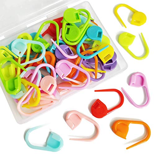 50 Pieces Colorful Knitting Markers Crochet Clips Crochet Pins Bulk Stitch Markers Locking Stitch Knitting Place Markers DIY Craft Plastic Safety Pins Weave Stitch Needle Clip Counter(10 Colors)