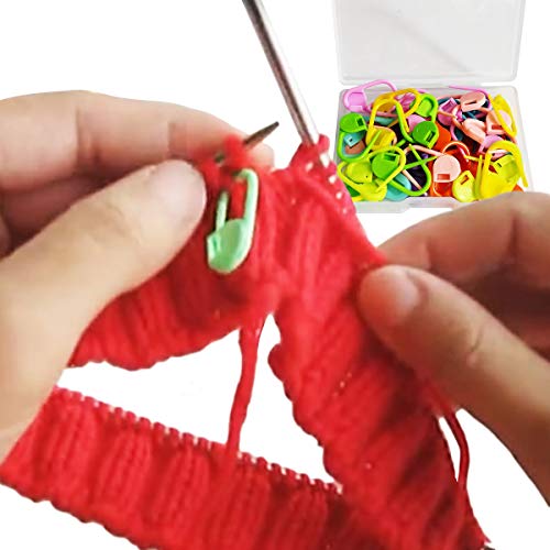 50 Pieces Colorful Knitting Markers Crochet Clips Crochet Pins Bulk Stitch Markers Locking Stitch Knitting Place Markers DIY Craft Plastic Safety Pins Weave Stitch Needle Clip Counter(10 Colors)