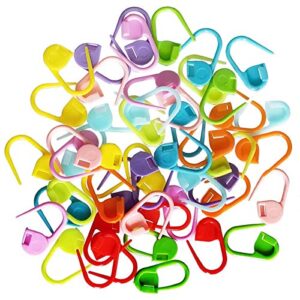 50 Pieces Colorful Knitting Markers Crochet Clips Crochet Pins Bulk Stitch Markers Locking Stitch Knitting Place Markers DIY Craft Plastic Safety Pins Weave Stitch Needle Clip Counter(10 Colors)