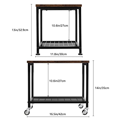 MOOACE Printer Stand Rack, Under Desk Home Printer Cart with Wheels for Mobility, Small Storage Wood Look Top End Table with Anti-Skid Feet, Desktop Shelf for Fax Machine, Scanner, Laser