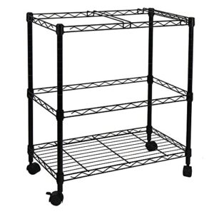 oceanstar 2-tier metal rolling file cart, 24 in, black