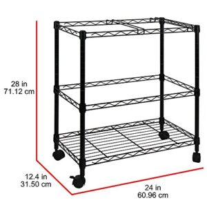 Oceanstar 2-Tier Metal Rolling File Cart, 24 in, Black