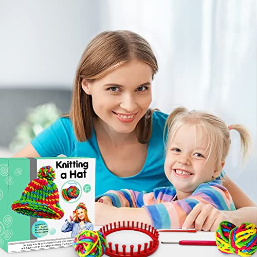 HKKYO Knitting Kit for Beginners Adults, Hat Knitting Loom, Crafts for Girls Kids Ages 8-12, Learn to Crochet Kits for Adults Beginner, Knitting & Crochet Supplies