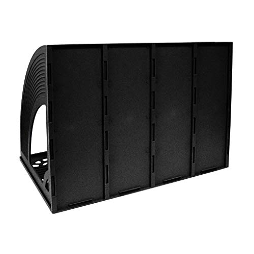 SAYEEC Sturdy Magazine Holder 4 Compartments Plastic Desktop File Organizer File Dividers Office Organizer Storage Document Magaizne Rack Display Box (Black)