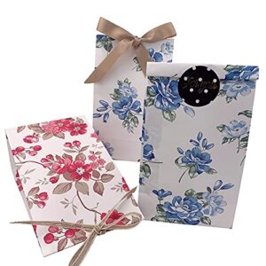 floral paper bags gift bags flower party favor treat bags goody bags candy bags with stickers for wedding bridal shower anniversary birthday garden party (16 pcs)