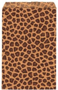 200 pcs leopard print paper gift bags shopping sales tote bags 6″ x 9″