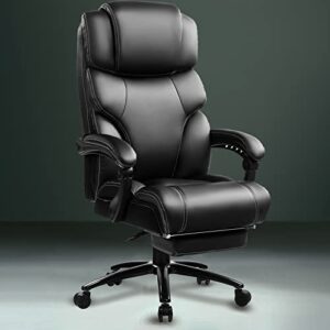 Big and Tall High Back 400LBS Reclining Office Chair with Footrest - Executive Computer Chair Home Office Desk Chair with Double Cushion, Heavy Duty Metal Base, Ergonomic Support Function