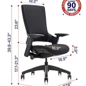 CLATINA Ergonomic High Swivel Executive Chair with Adjustable Height 3D Arm Rest Lumbar Support and Upholstered Back for Home Office Black BIFMA Certification No. 5.1