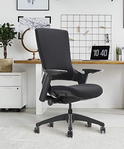 CLATINA Ergonomic High Swivel Executive Chair with Adjustable Height 3D Arm Rest Lumbar Support and Upholstered Back for Home Office Black BIFMA Certification No. 5.1