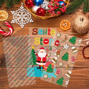 Moretoes 170pcs Christmas Candy Treat Bags, Christmas Cellophane Bags for Christmas Party Goodie Supplies 10 Assorted Styles Santa Sleigh Pattern with 180pcs Twist Ties