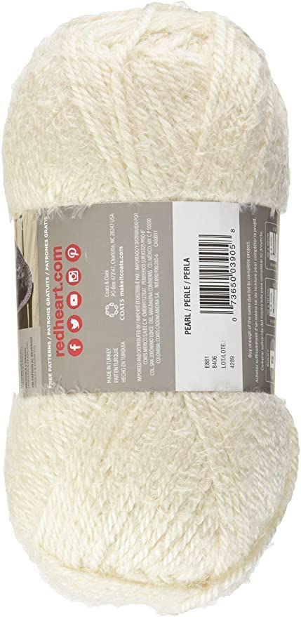 Red Heart Hygge Yarn, 3 Pack (8 Ounce), Pearl 3 Count