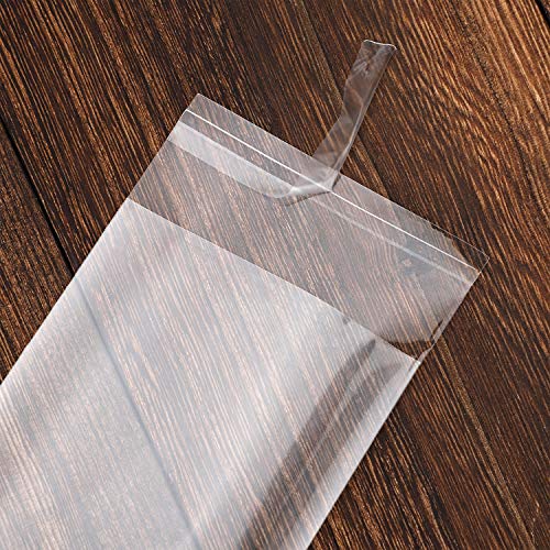 200 pcs Clear 3" x 11" Long Self Seal Cello Cellophane Bags Resealable Poly Bags 2.8 mils for Bakery Cookies Candles Christmas Halloween Party Decorative Pretzel Sticks