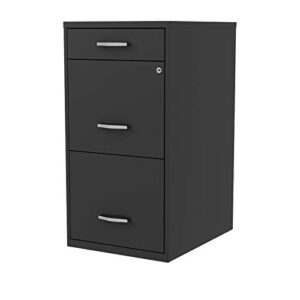 Hirsh Industries Space Solutions 18in Deep 3 Drawer Metal Organizer File Cabinet Black, Letter Size, Fully Assembled