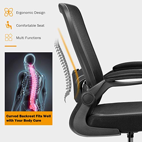 Giantex Drafting Chair High Back Office Chairs with Footrest Ring Flip-Up Armrest Height Adjustable Executive Desk Chair Ergonomic Mesh Computer Task Chair Lumbar Support Tall Office Chair (1)