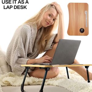 Hegreh Laptop Lap Desk for Bed Fits up to 17″ Laptops with Light,Lamp,Cup Holder, Laptop Bed Tray Table, 23.6" Foldable Laptop Desk, Laptop Stand for Working, Writing,Reading and Breakfast