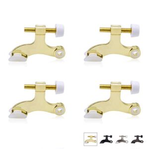 enconker 4 pack hinge pin door stopper polished brass, heavy duty door hinge stopper gold pins door stops, wall protectors from door knobs convenient easy installation rubber bumper tips