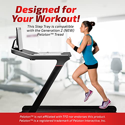 TFD The Tread Tray 2.0 | Compatible with NEW Peloton Tread, Made in USA | Walking Desk Attachment Holder for Laptop, Tablet, Phone, & Book - Exercise Workstation, Easy Mount Tray - Peloton Accessories