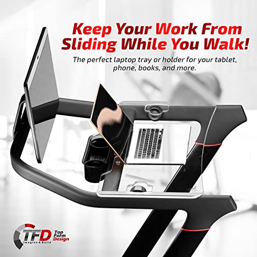 TFD The Tread Tray 2.0 | Compatible with NEW Peloton Tread, Made in USA | Walking Desk Attachment Holder for Laptop, Tablet, Phone, & Book - Exercise Workstation, Easy Mount Tray - Peloton Accessories