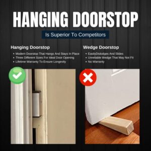 Hanging Doorstop Silver Hanging Door Stopper | Open Doors at 90 Degrees | Heavy Duty, Easy to Install On The Hinge, Durable, Safe for Kids & Pets | Perfect for Office & Home (The Best)