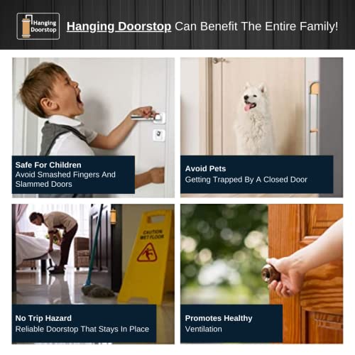 Hanging Doorstop Silver Hanging Door Stopper | Open Doors at 90 Degrees | Heavy Duty, Easy to Install On The Hinge, Durable, Safe for Kids & Pets | Perfect for Office & Home (The Best)