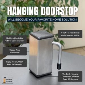 Hanging Doorstop Silver Hanging Door Stopper | Open Doors at 90 Degrees | Heavy Duty, Easy to Install On The Hinge, Durable, Safe for Kids & Pets | Perfect for Office & Home (The Best)