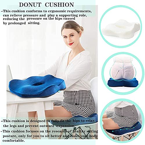 Seat Cushion for Office Chair - Completely Wraps The Hips - 100% Memory Foam Donut Cushion for Tailbone, Sciatica, Hemorrhoid, Coccyx Pain Relief - Perfect for Car, Wheelchair, Truck Drivers