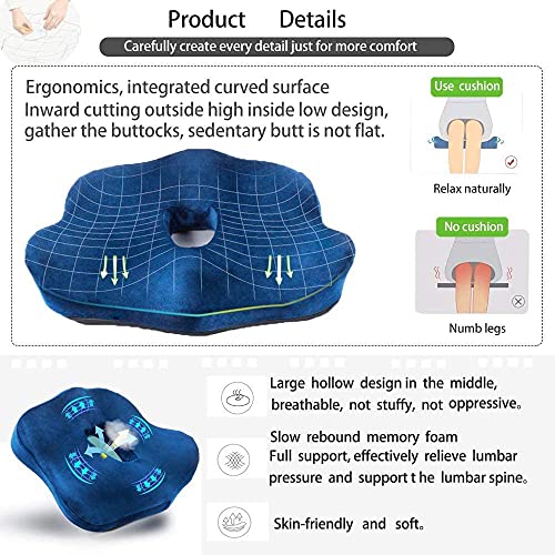 Seat Cushion for Office Chair - Completely Wraps The Hips - 100% Memory Foam Donut Cushion for Tailbone, Sciatica, Hemorrhoid, Coccyx Pain Relief - Perfect for Car, Wheelchair, Truck Drivers