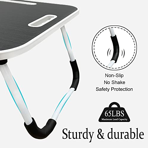 Lap Desk for Laptop Portable Bed Table Whit Built-in Cup Holder and Tablet Slot, Fits up to 15.6 inch Laptop, with Anti-Slip and Folding Function for Working, Eating, and Watching Movies, Dark Grey