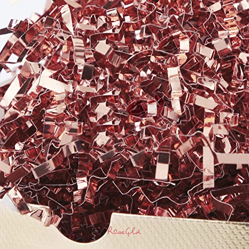 ROSEGLD 0.5 LB Crinkle Cut Paper Shred Filler Rose Gold Metallic for Packing and Filling Gift Baskets, Crinkle Paper for Gift Wrapping