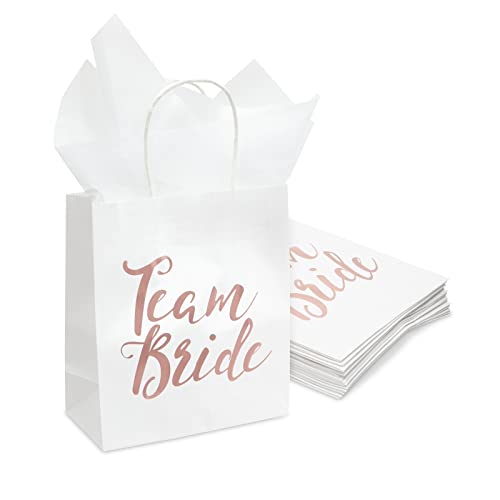 BLUE PANDA Team Bride Gift Bags for Bridesmaid Proposal, Bridal Shower Party Favors (15 Pack)