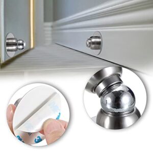 Sumnacon Set of 2 Adhesive Mounted Door Holder Mini Magnetic Door Stoppersa No Need Drill Stainless Steel Door Stop, Sliver