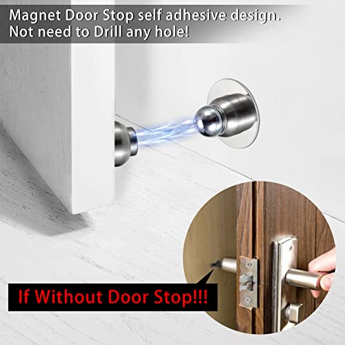 Sumnacon Set of 2 Adhesive Mounted Door Holder Mini Magnetic Door Stoppersa No Need Drill Stainless Steel Door Stop, Sliver