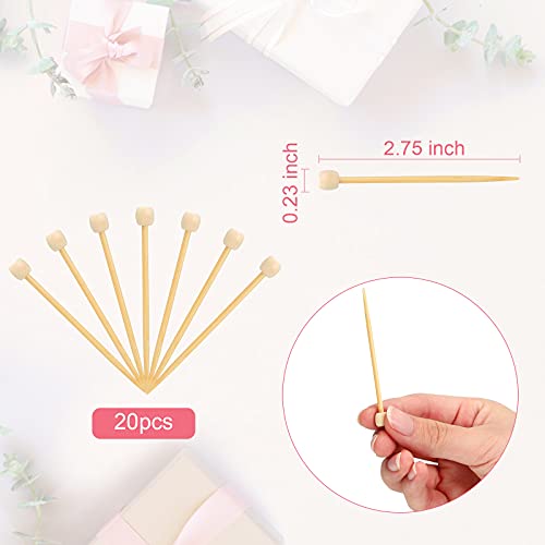 20 Pieces Bamboo Marking Pins Smooth Single Pointed Knitting Needles 2.75 Inch Long Marking Pins Knitting Accessories Crochet Supplies for Beginners DIY Craft Making, Mini Size