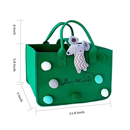 CXDBXD Gift Bags 11.8x7.8x7inch Reusable Lightweight Foldable Big Gift Bag Storage Creative Felt Gift bags for Kids Birthday Gift, Woman Stylish Shopping Party Travel Bag (Green)