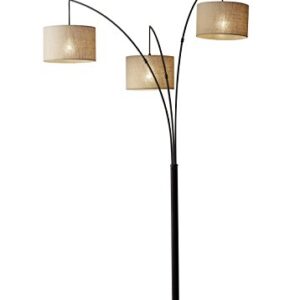 Adesso 4238-26 Trinity Arc Floor Lamp Antique Bronze FinisH, Beige Burlap . Home Decor Lamps and Light Fixtures, 82",3 Arm