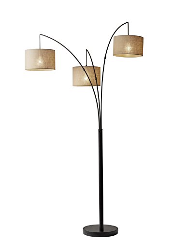 Adesso 4238-26 Trinity Arc Floor Lamp Antique Bronze FinisH, Beige Burlap . Home Decor Lamps and Light Fixtures, 82",3 Arm