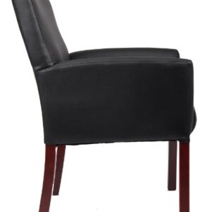 Boss Office Products Box Arm Guest Chair with Mahogany Finish in Black, 250