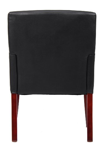 Boss Office Products Box Arm Guest Chair with Mahogany Finish in Black, 250